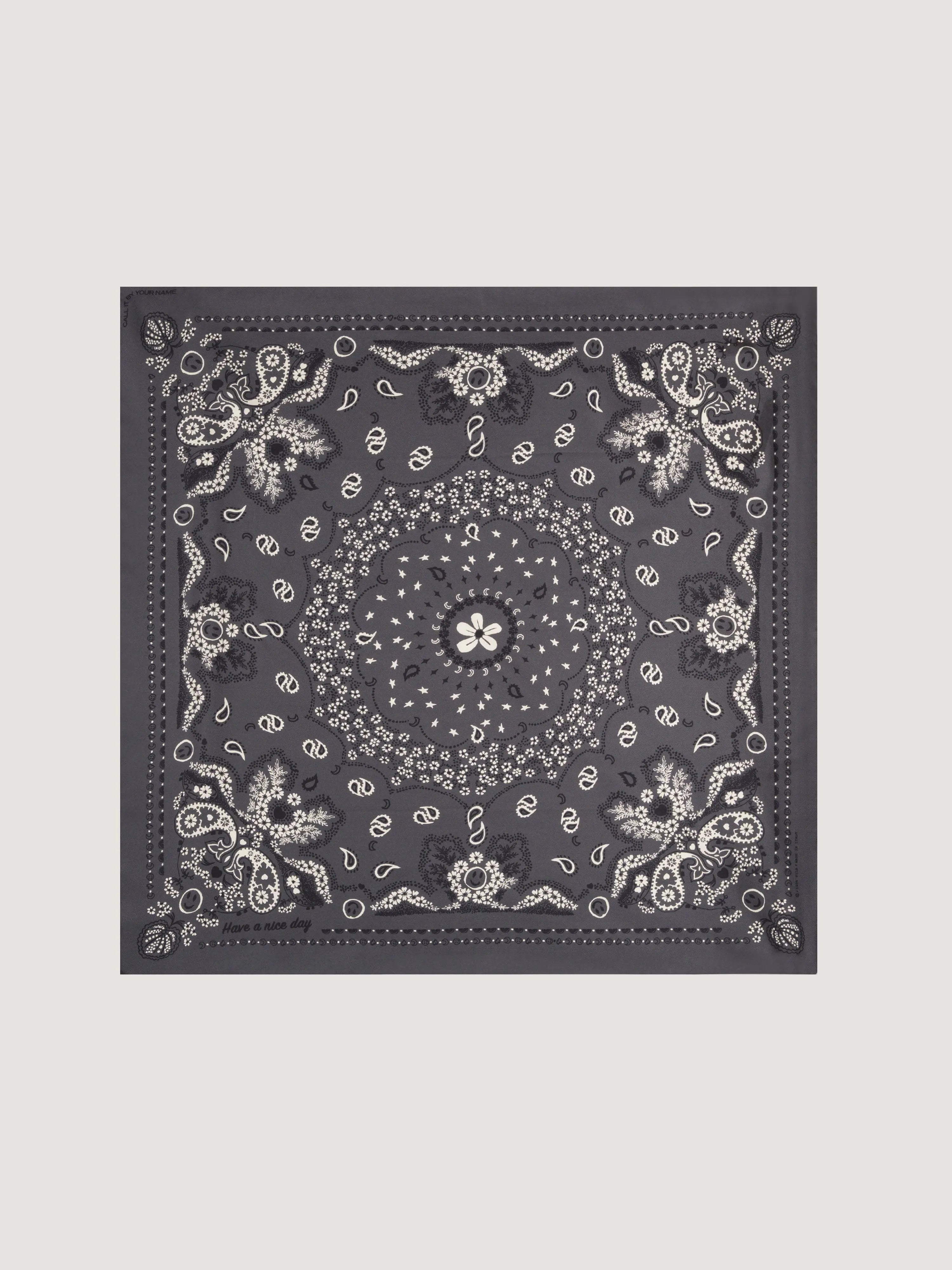 Classic Silk Bandana - CHARCOAL GREY - Small Size